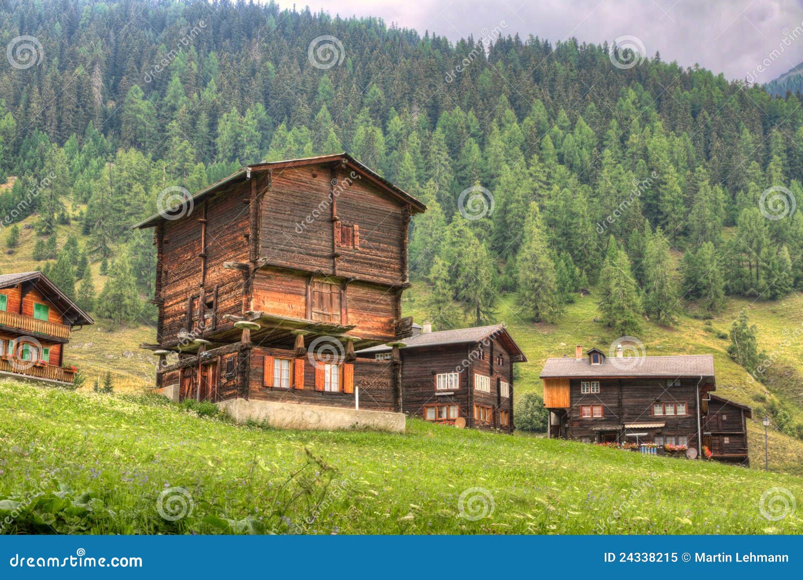 Rustic Timber House, Switzerland Stock Image - Image of small, withered ...