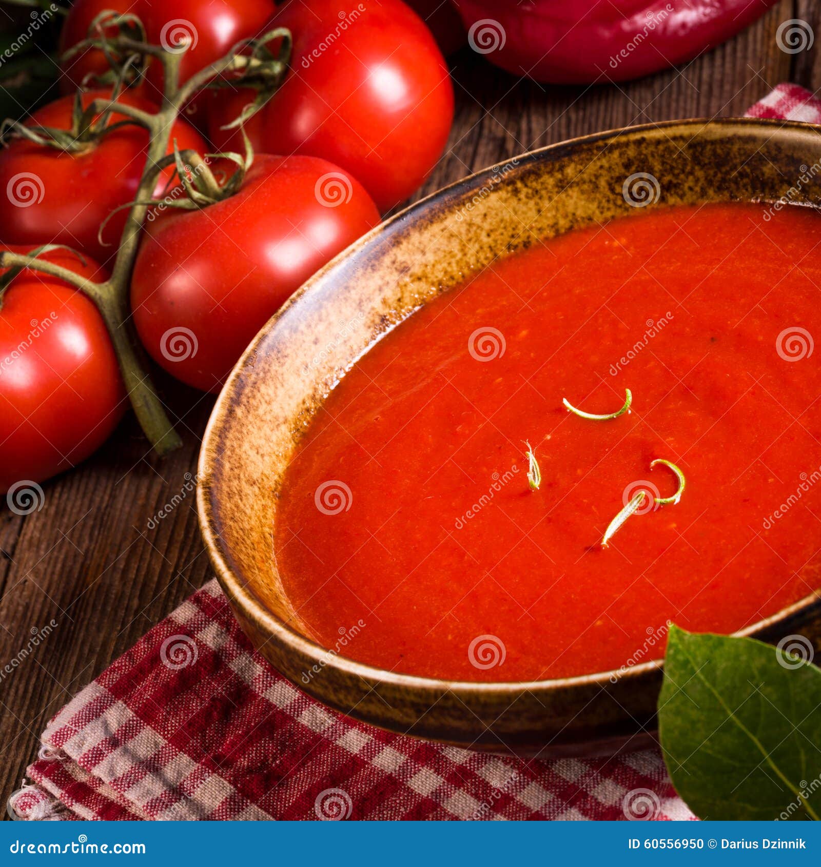 Rustic tomato soup stock photo. Image of green, appetizer - 60556950