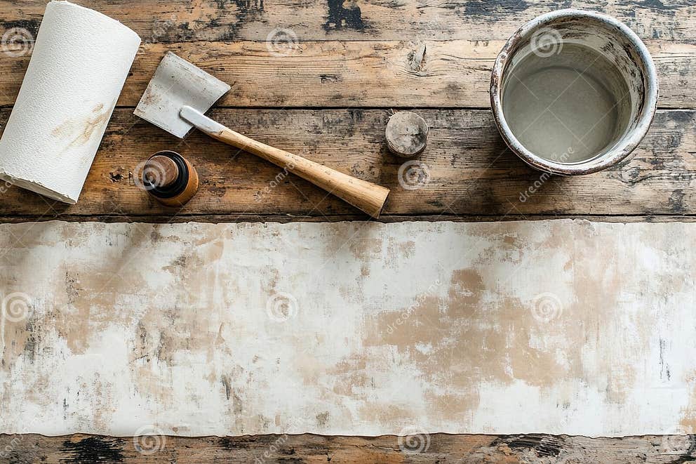 Rustic Tools and Paper on a Wooden Surface Stock Photo - Image of craft ...