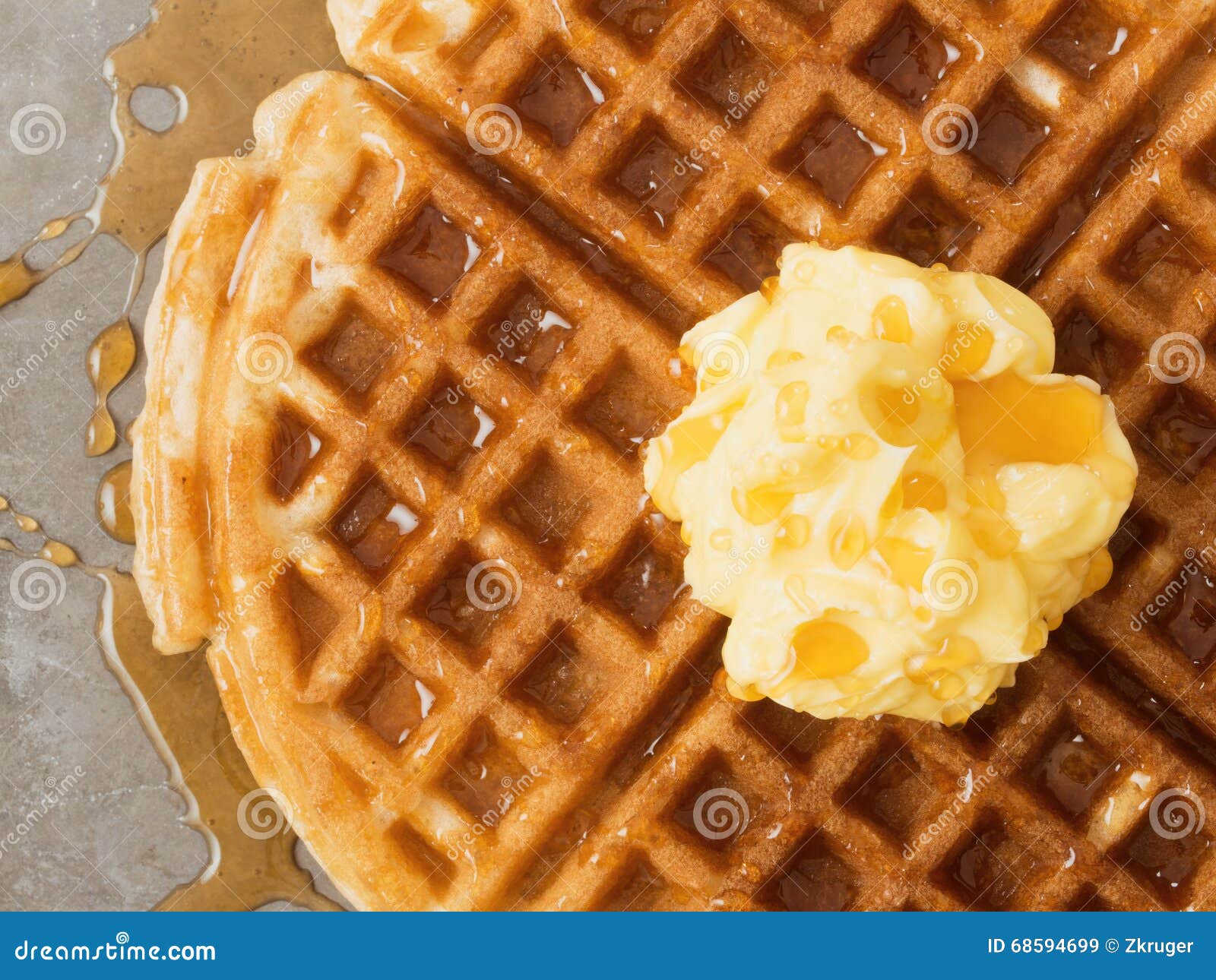 Rustic Traditional Waffle with Butter and Maple Syrup Stock Image ...