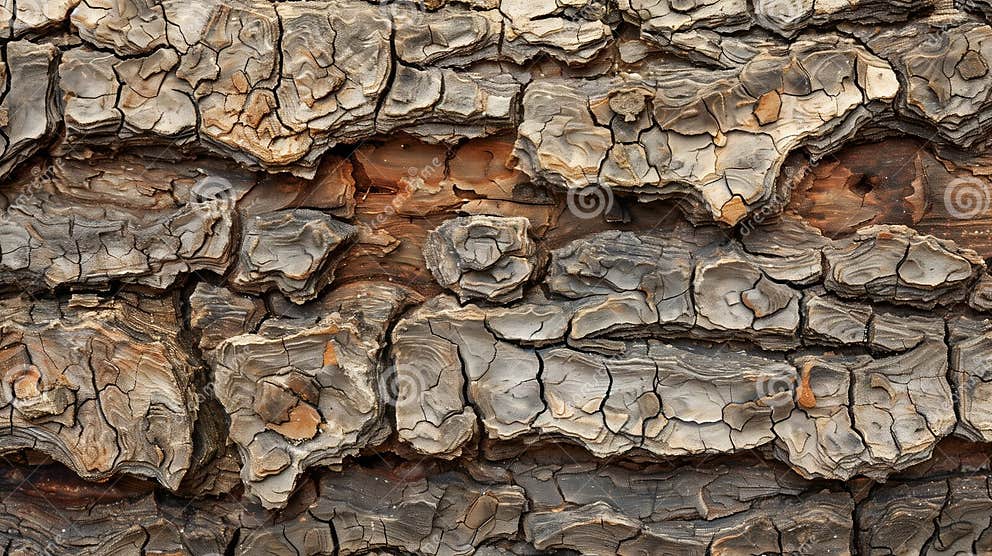 Rustic Tree Bark Texture with Deep Grooves and Knots in Brown Stock ...