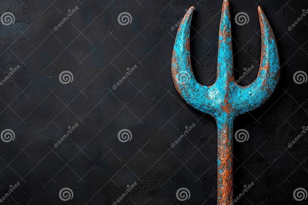 Rustic Trident on Dark Background Stock Illustration - Illustration of ...