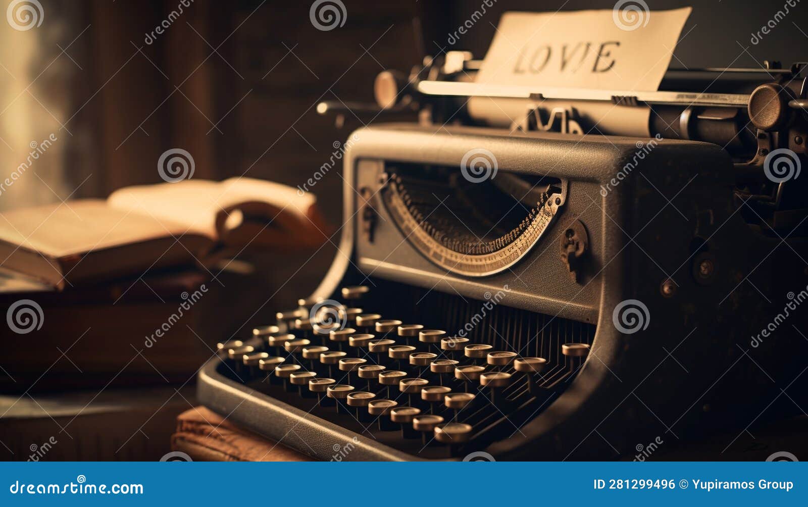 Rustic Typewriter on Desk, Typing Old Fashioned Literature with ...