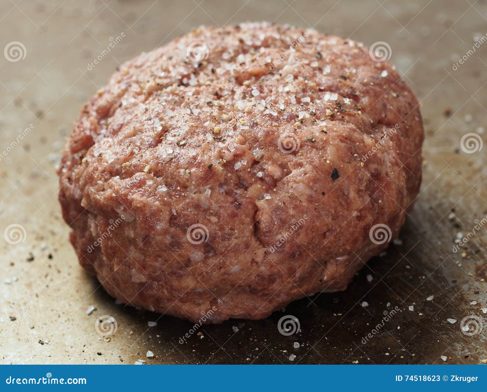 Rustic Uncooked Seasoned Hamburger Patty Stock Image - Image of grill ...