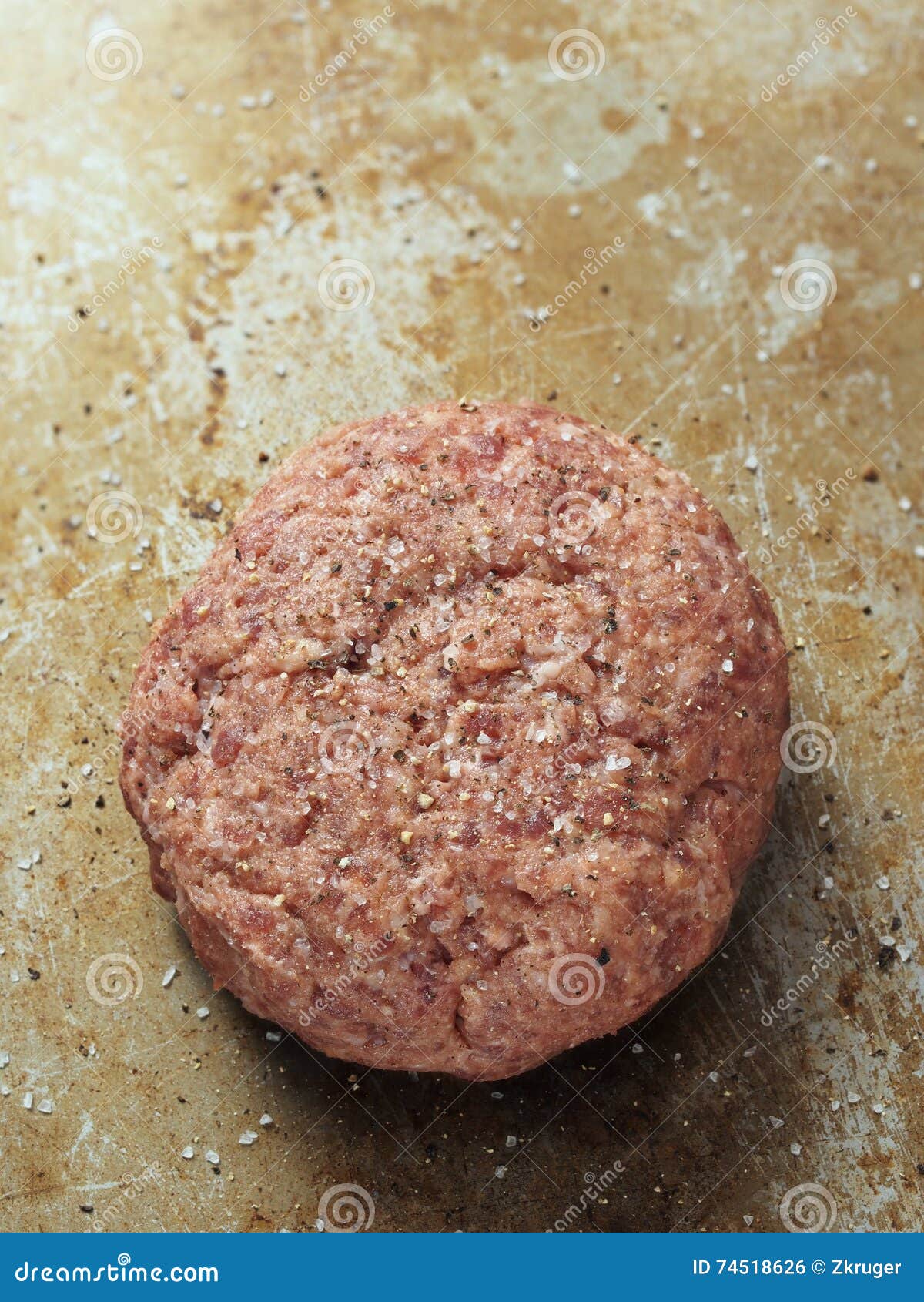 Rustic Uncooked Seasoned Hamburger Patty Stock Photo - Image of barbie ...