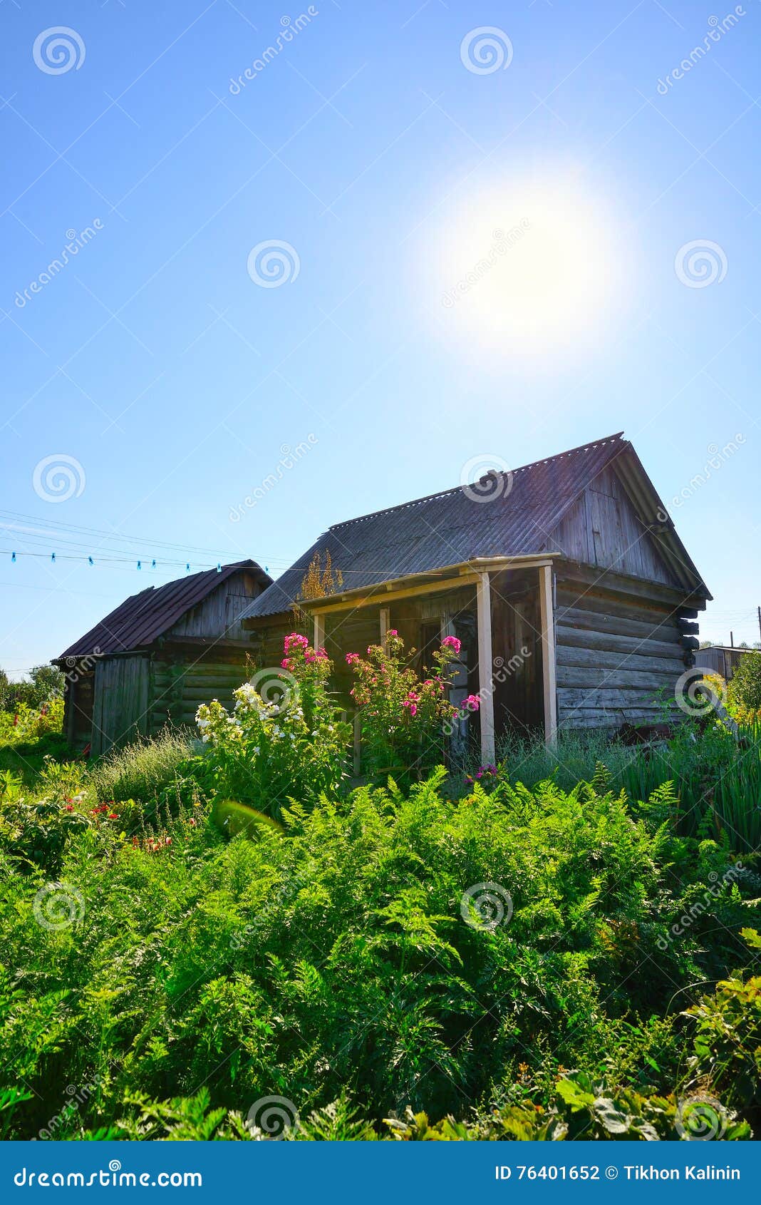 Rustic Vegetable Garden Behind the House Stock Photo - Image of flowers ...