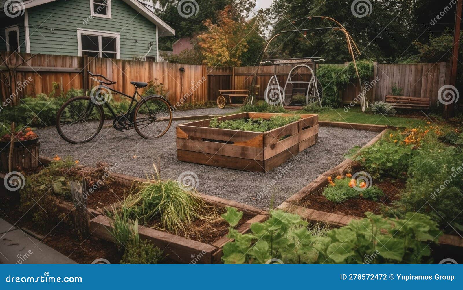 A Rustic Vegetable Garden with Fresh Produce in a Basket Generated by ...