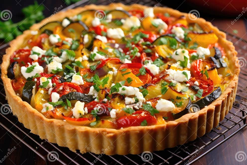 Rustic Vegetable Tart on a Cooling Rack Stock Photo - Image of pastry ...