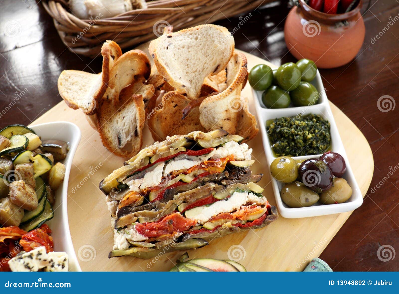 Rustic Vegetarian Platter stock photo. Image of pesto - 13948892