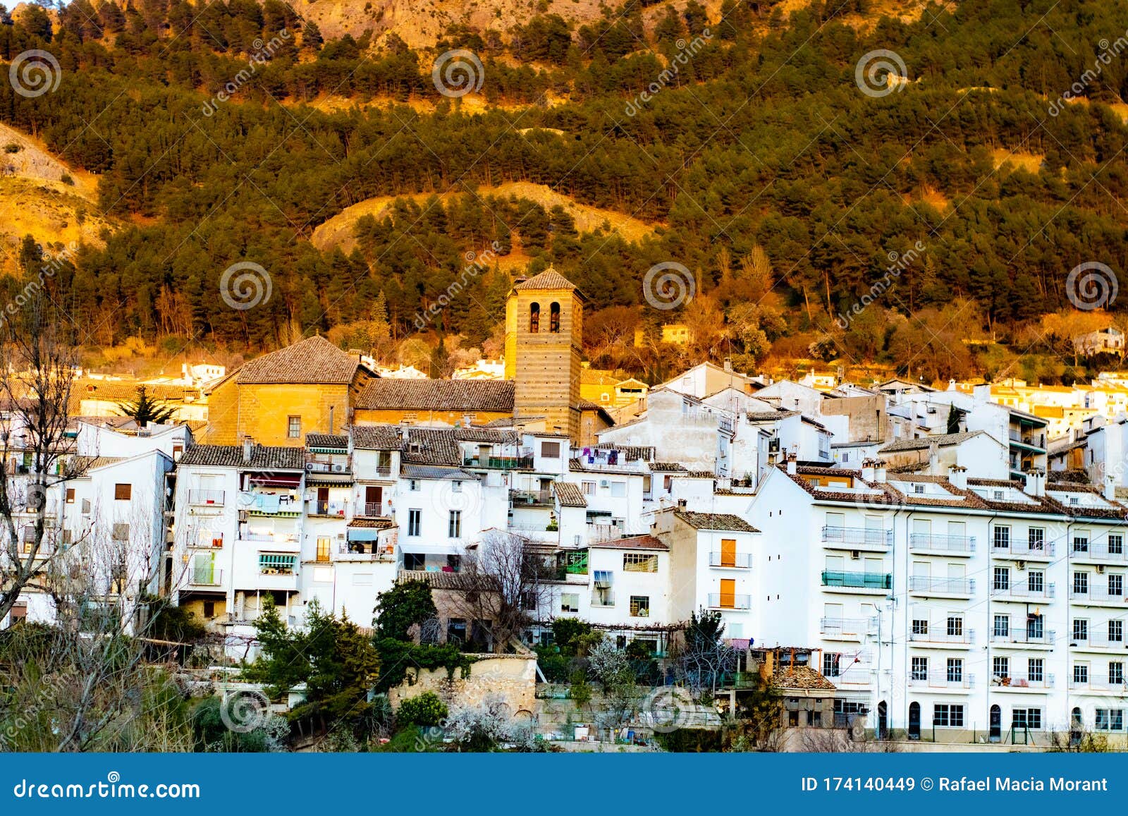 Rustic Village with a Castle of Autumnal Image and Warm Colors Stock ...