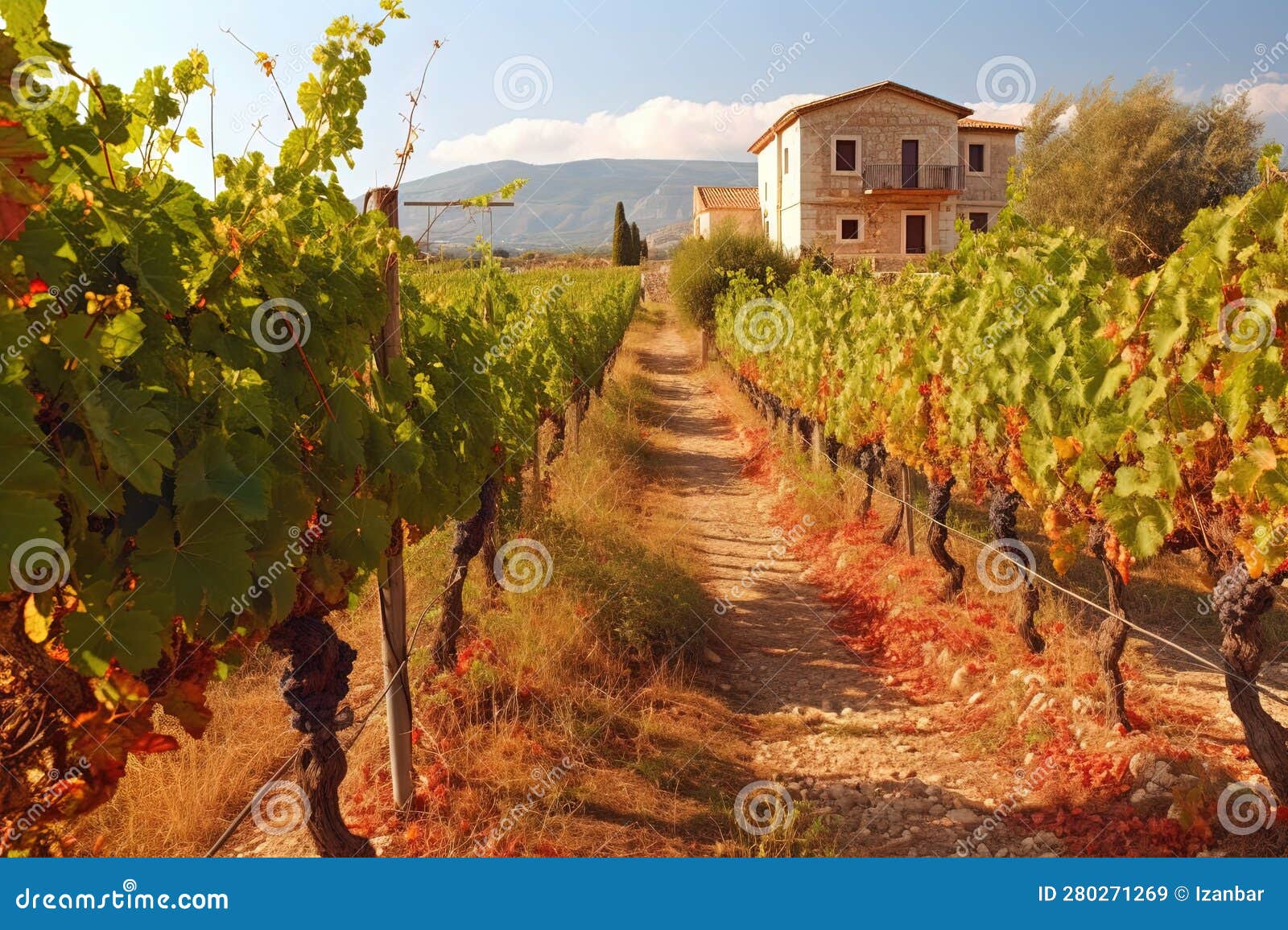 Rustic Vineyard in Greece Illustration Generative Ai Stock Illustration ...