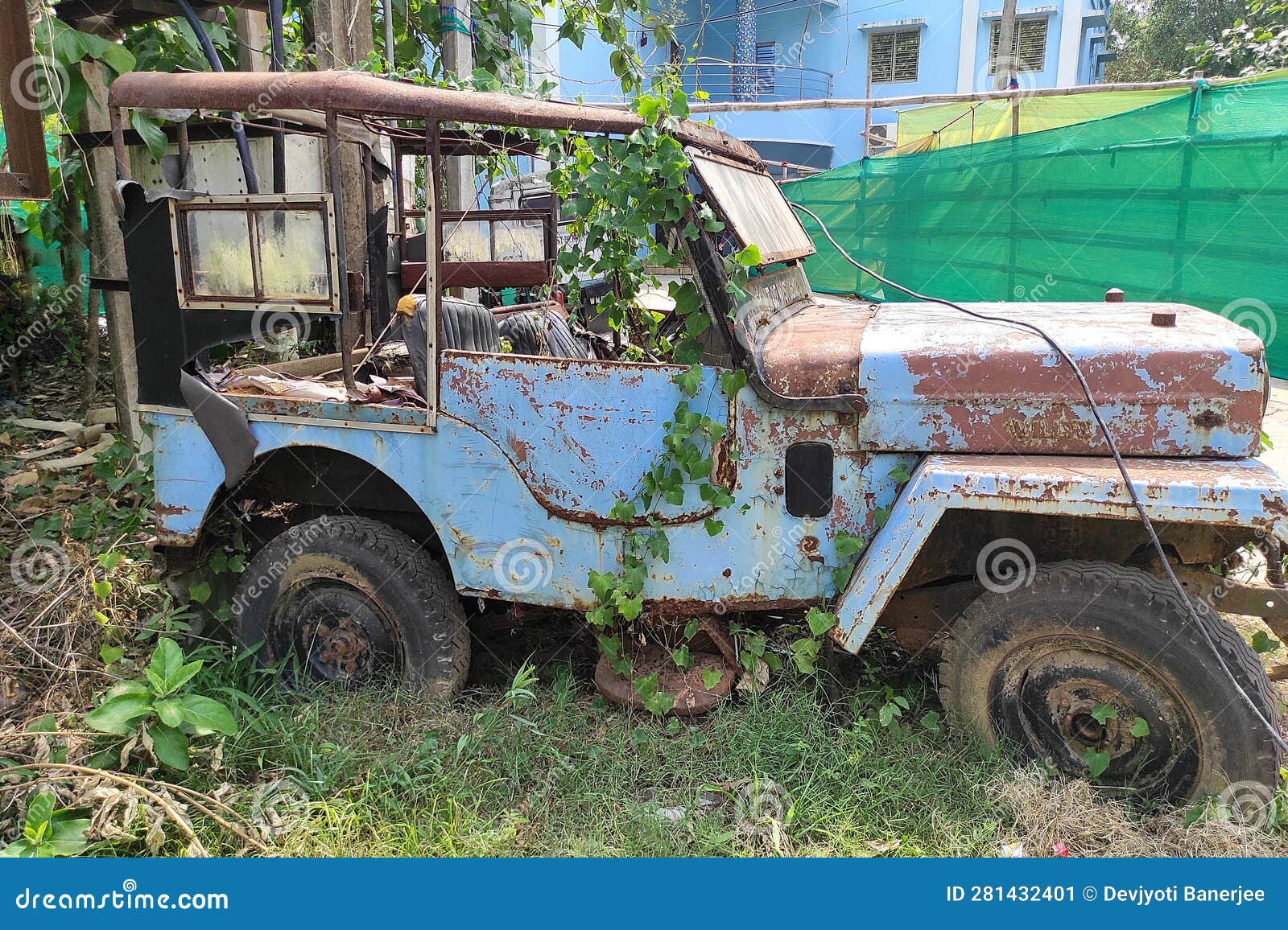 An Old and Rusty Abandoned Vehicle on the Garden Stock Image - Image of ...