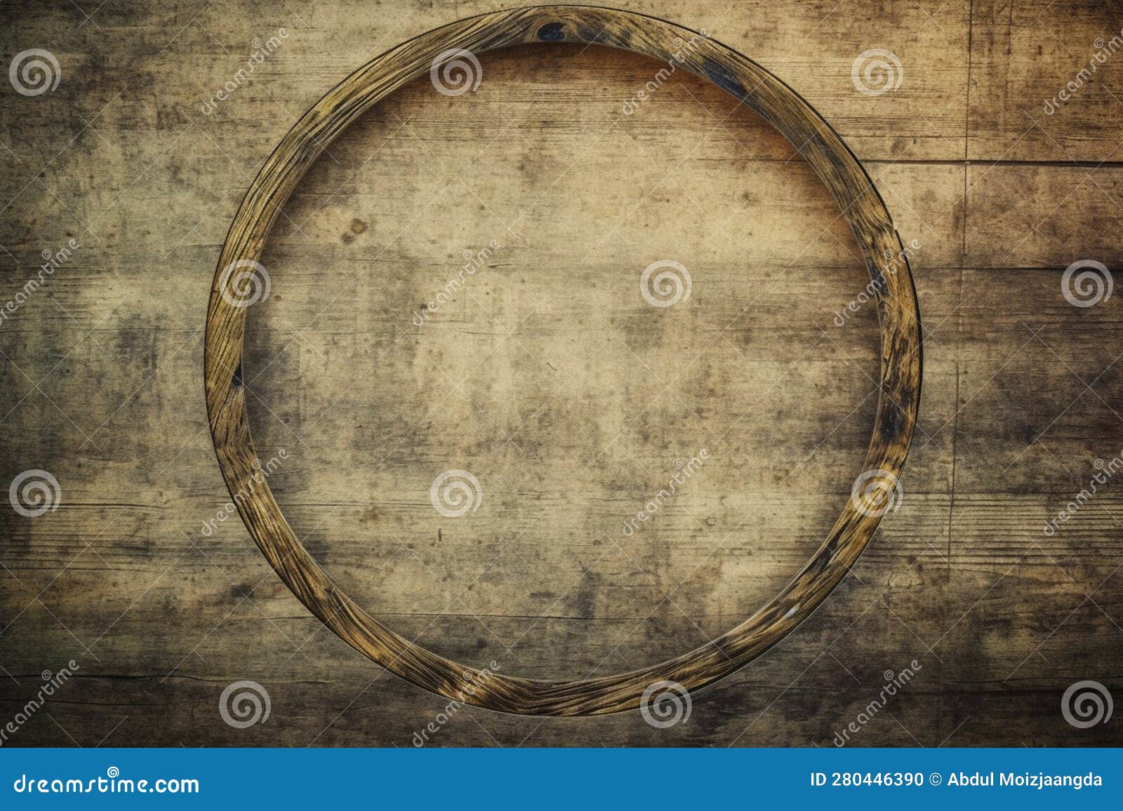 Rustic Vintage Background Features a Charming Old Circle Wooden Frame ...