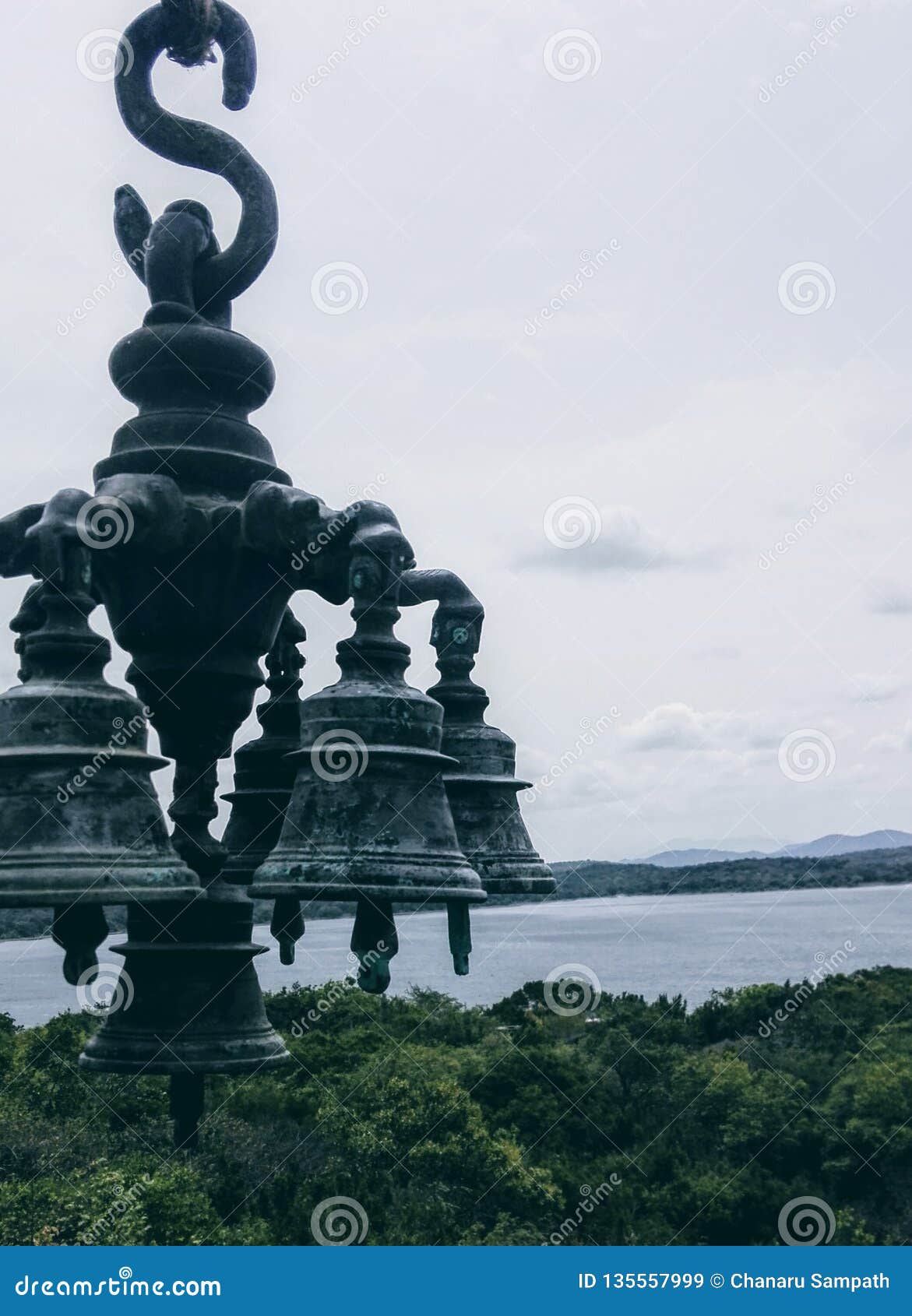 Rustic Vintage Iron Bells Hanging. Stock Image - Image of view, hotel ...