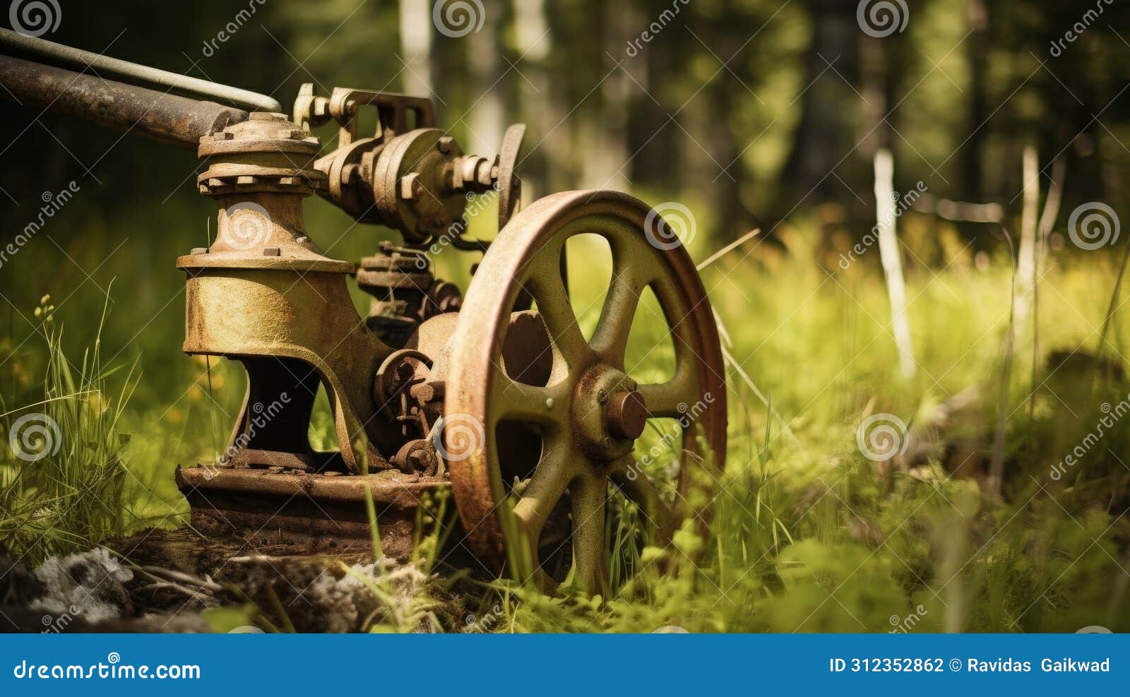 Rustic Water Pump Adorned with Crank Handle Stock Illustration ...