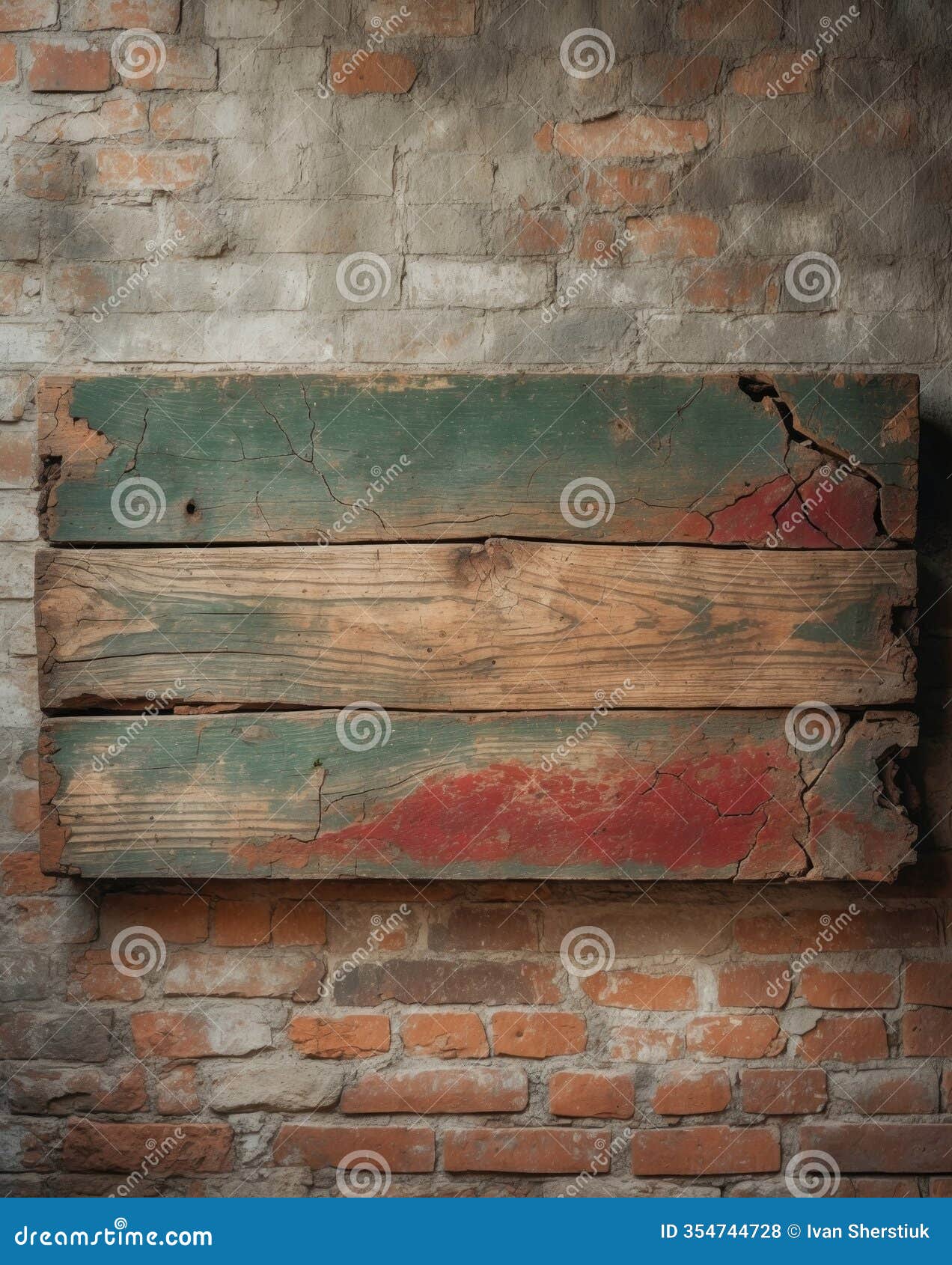 Rustic Weathered Sign on Aged Brick Wall Stock Photo - Image of weather ...