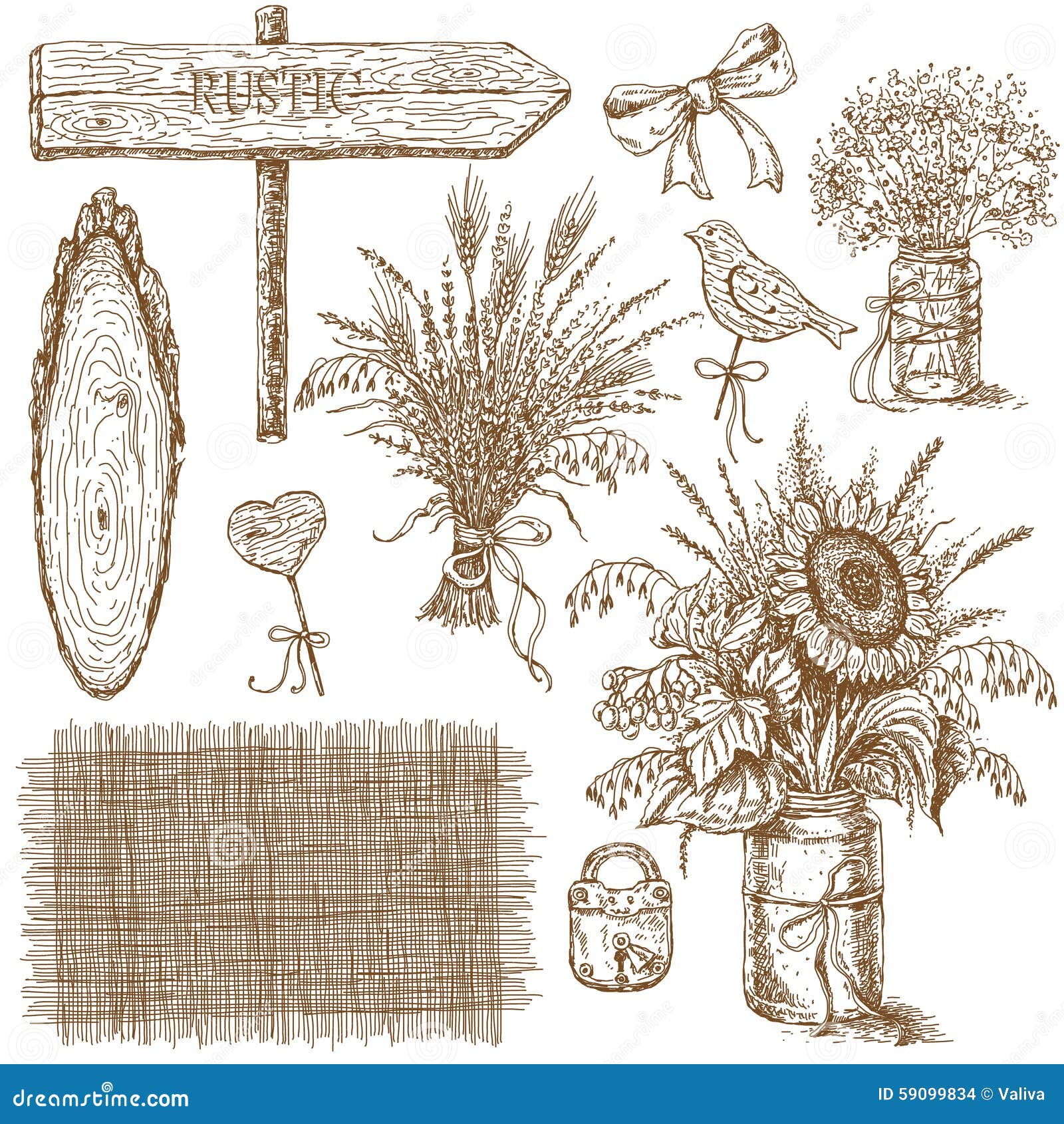 Rustic Wedding Design Elements Stock Vector - Illustration of ...