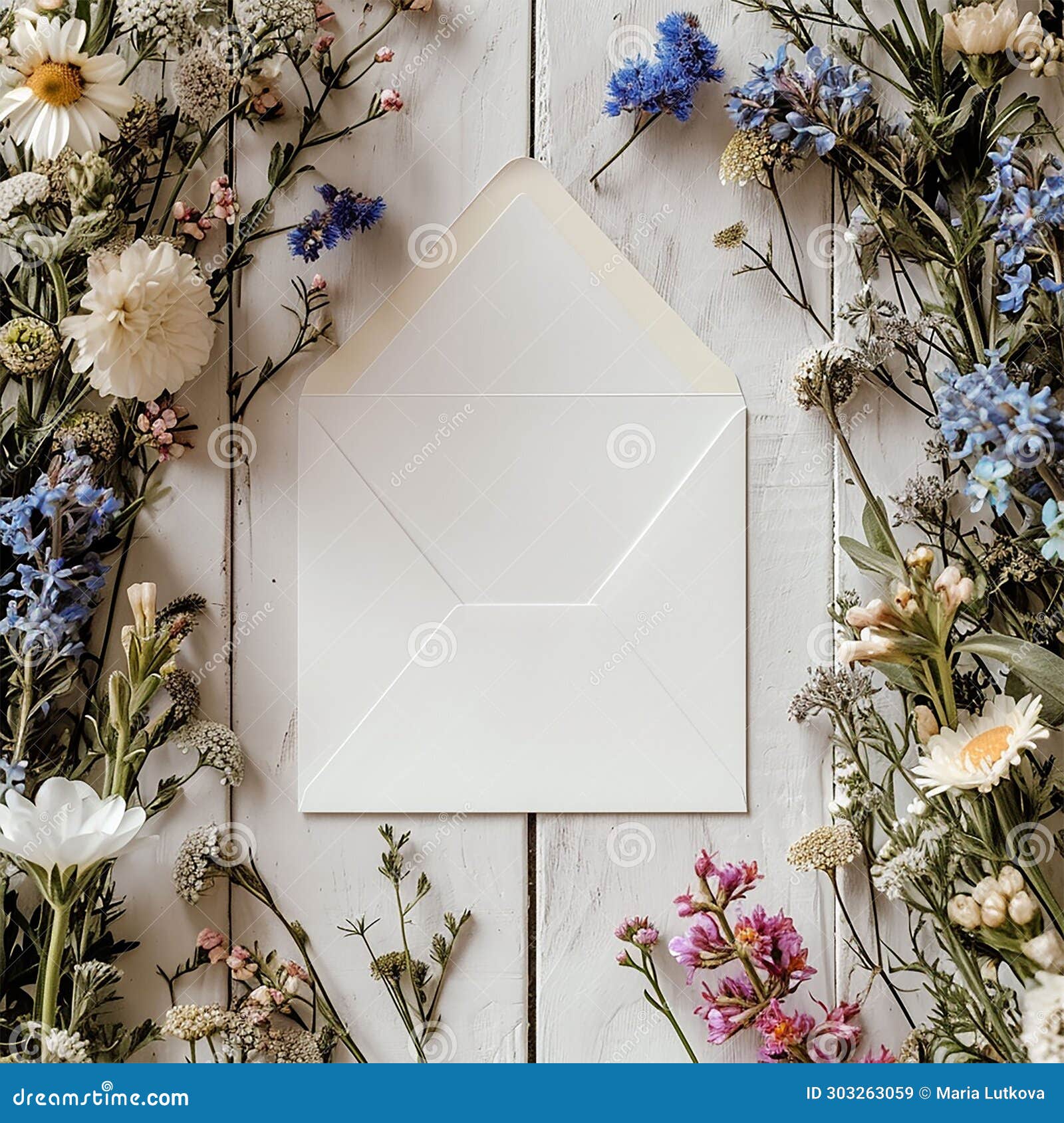 Rustic Wedding Envelope Liner Styled Photo Mock-up, Template with Wild ...