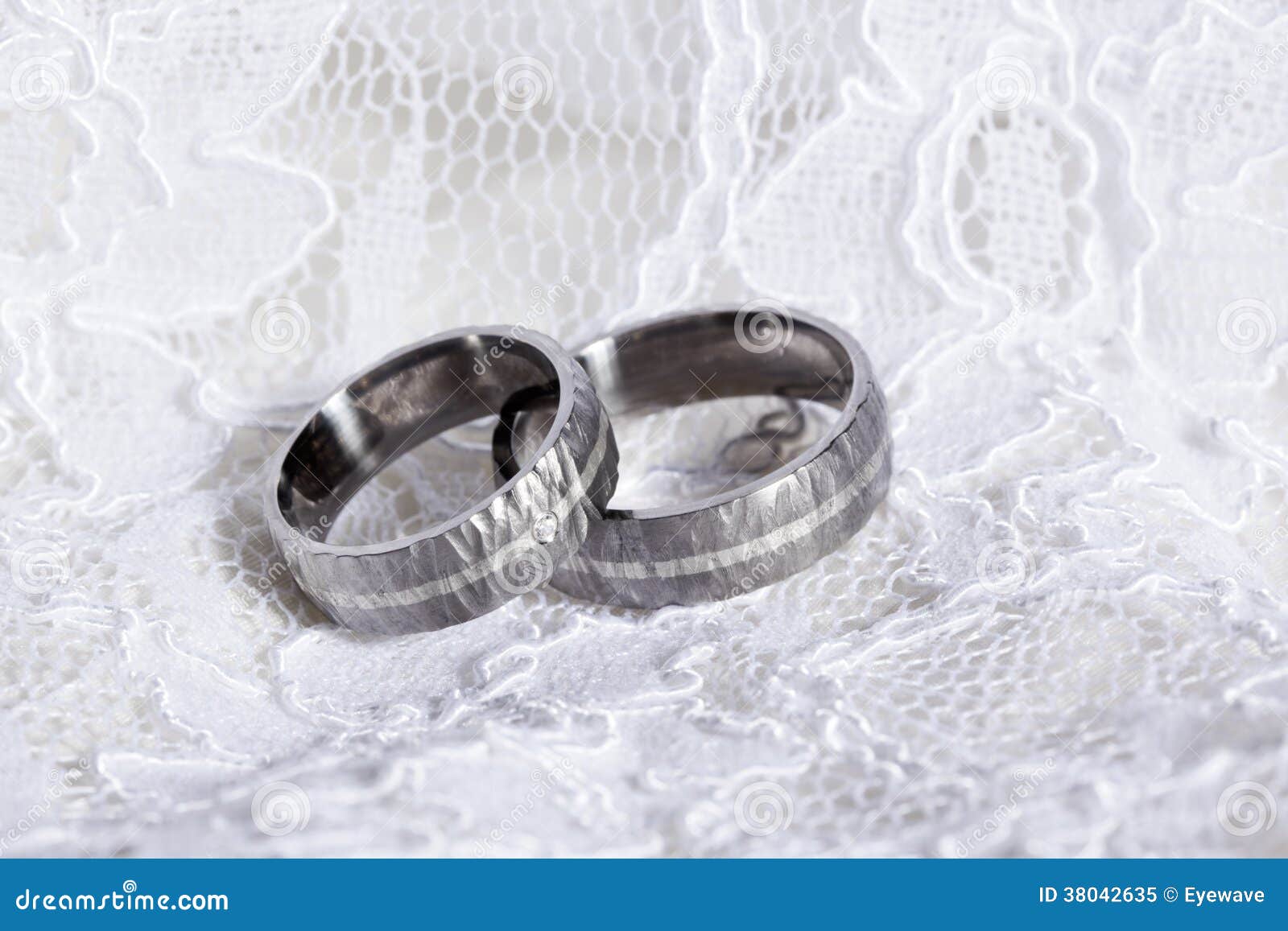 Rustic Wedding Rings on White Lace Stock Image - Image of wedding, lace ...