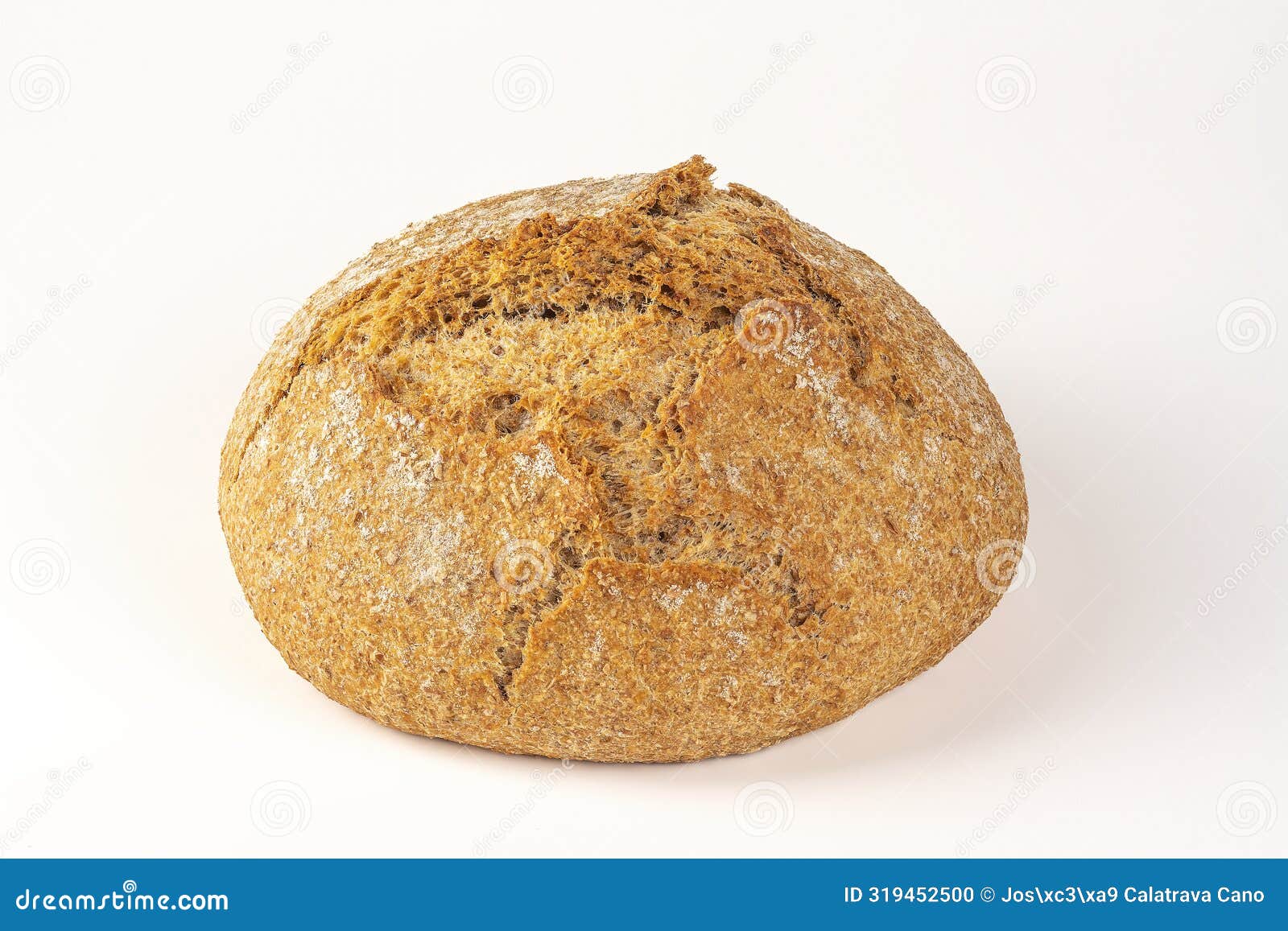 Rustic Wheat Flour Bread, Isolated on a White Background Stock Photo ...