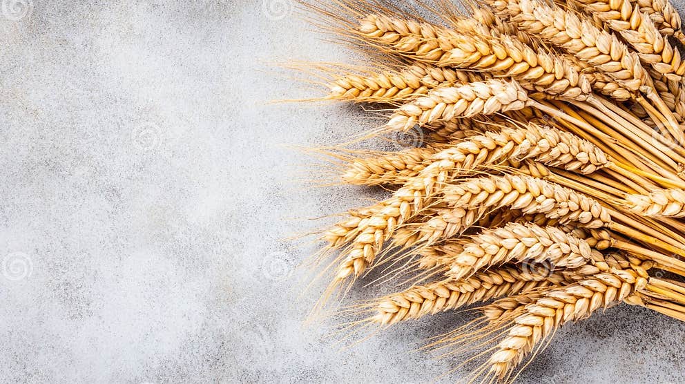 A Rustic Wheat Sheaf Rests on a Grey Marble Background, Providing an ...