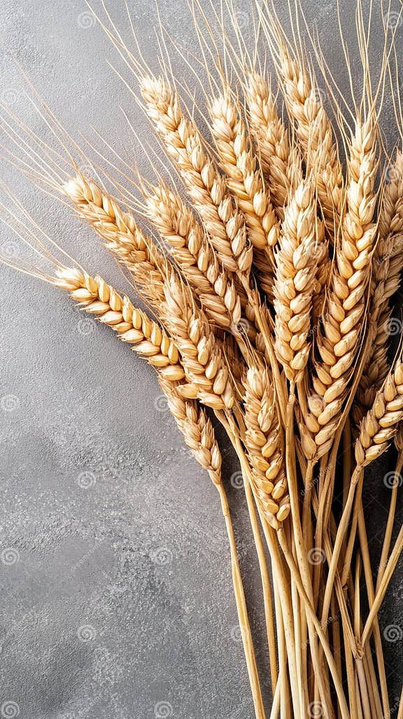 A Rustic Wheat Sheaf Rests on a Grey Marble Background, Providing an ...