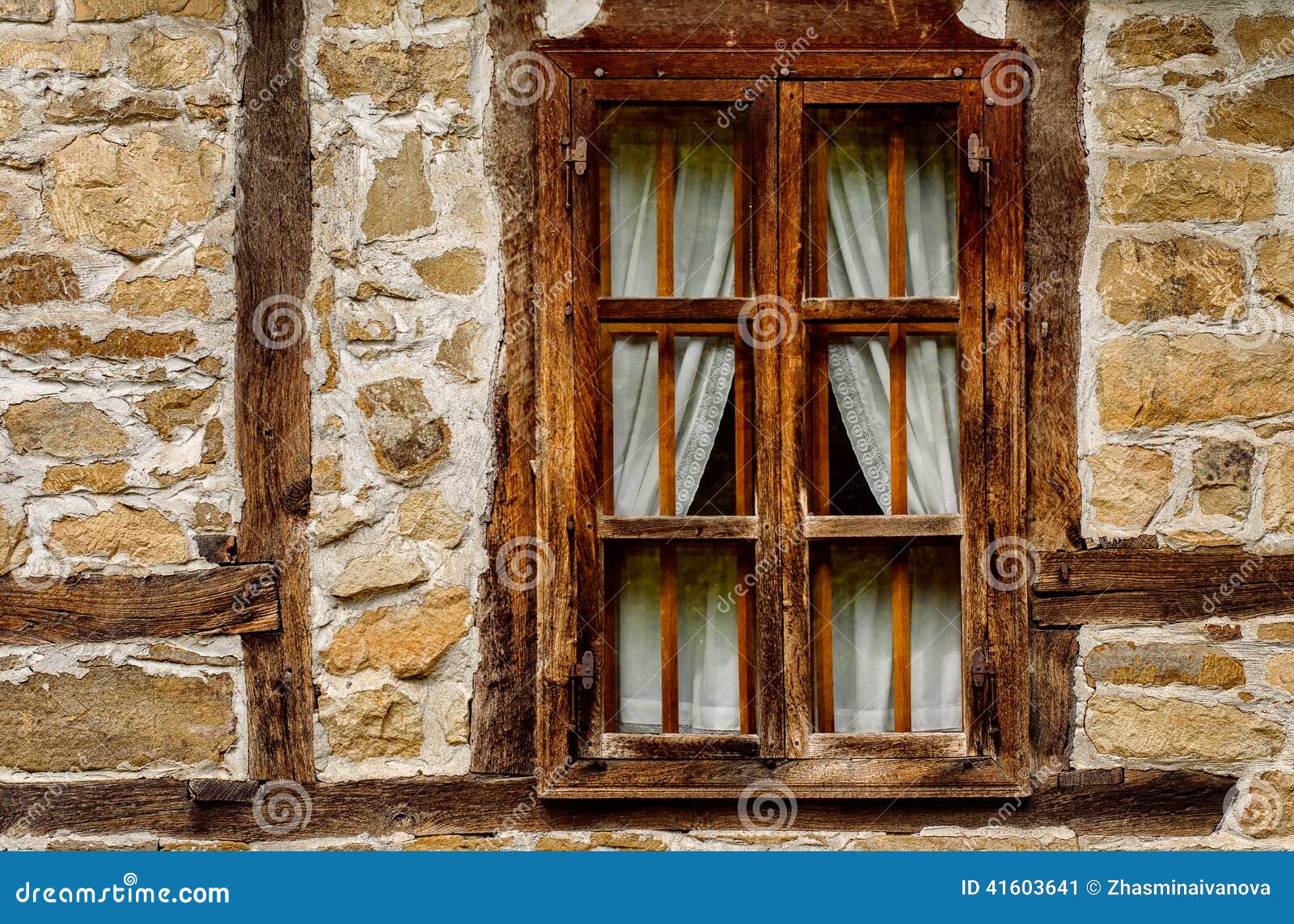 Rustic window stock image. Image of bulgarian, curtain - 41603641