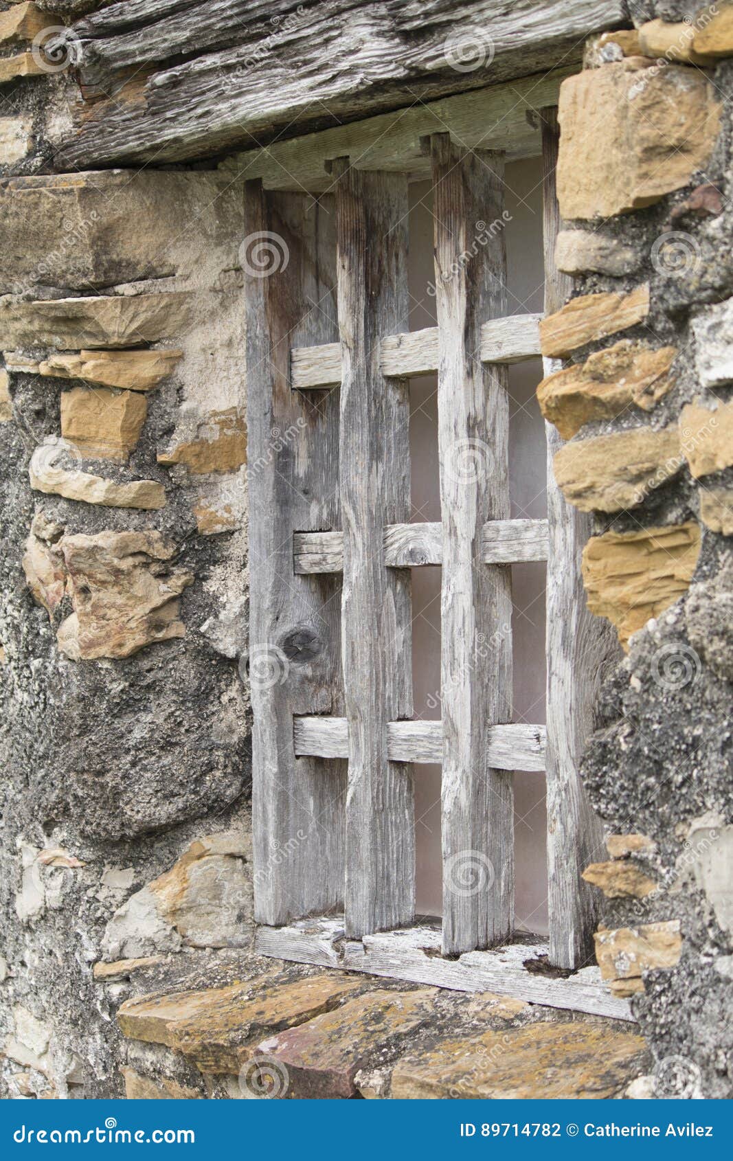 Rustic Window in a Stone Wall Stock Photo - Image of spanish, plants ...