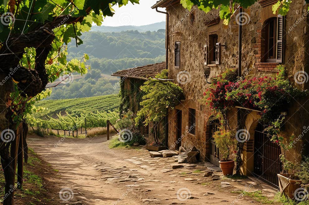 A Rustic Winery in the Rolling Vineyards of Tuscany, AI Generated Stock ...