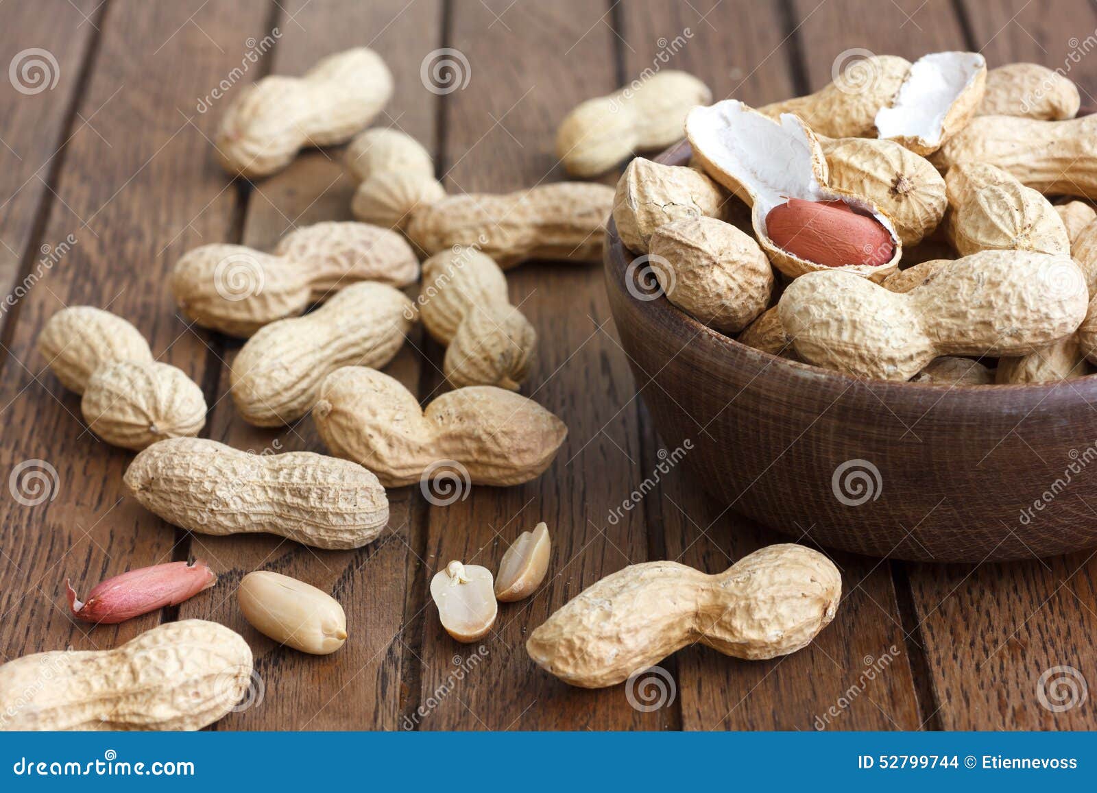 Rustic Wood Bowl of Peanuts in Shells. Stock Photo - Image of ceramic ...