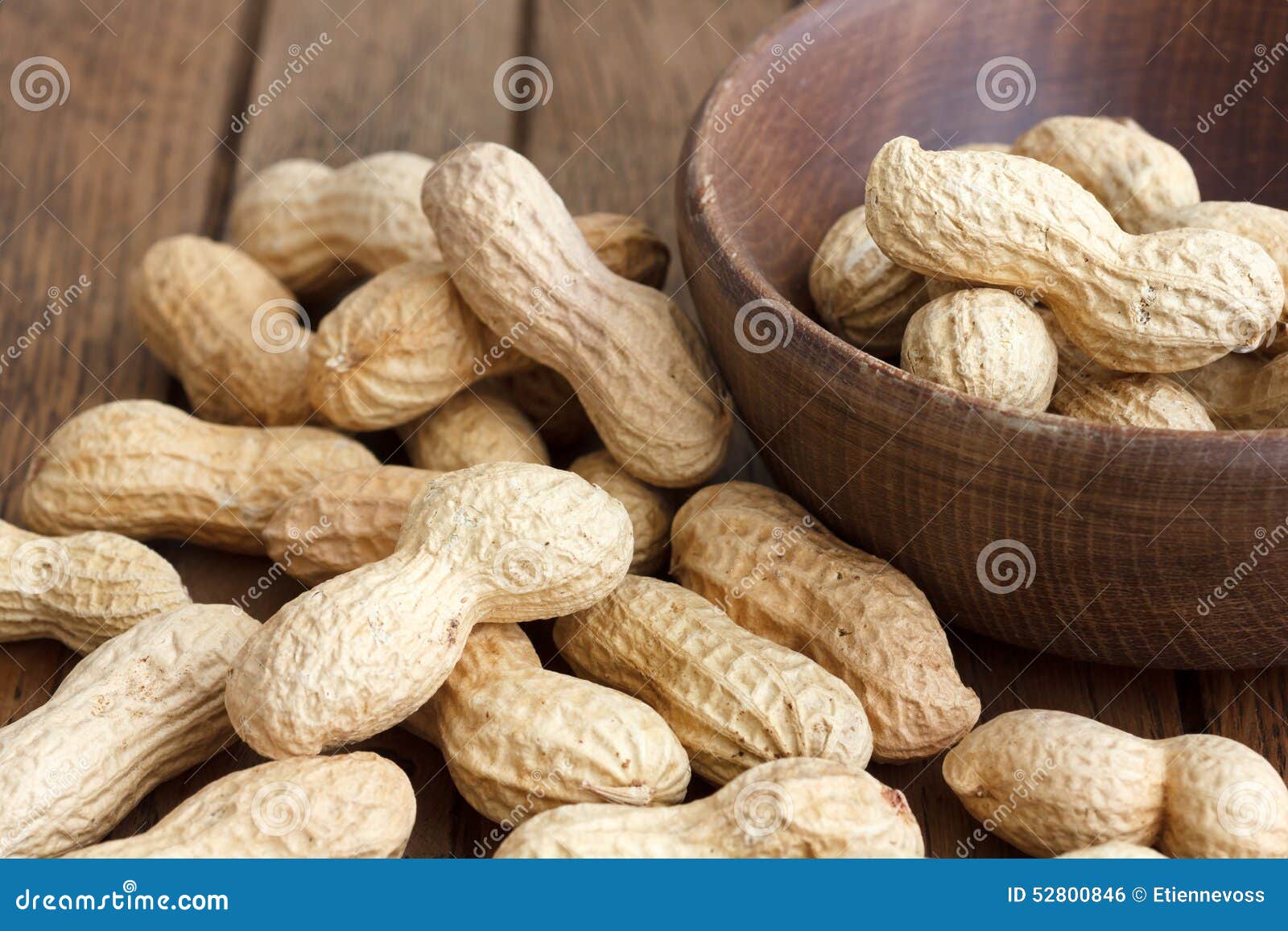 Rustic Wood Bowl of Peanuts in Shells Stock Photo - Image of health ...
