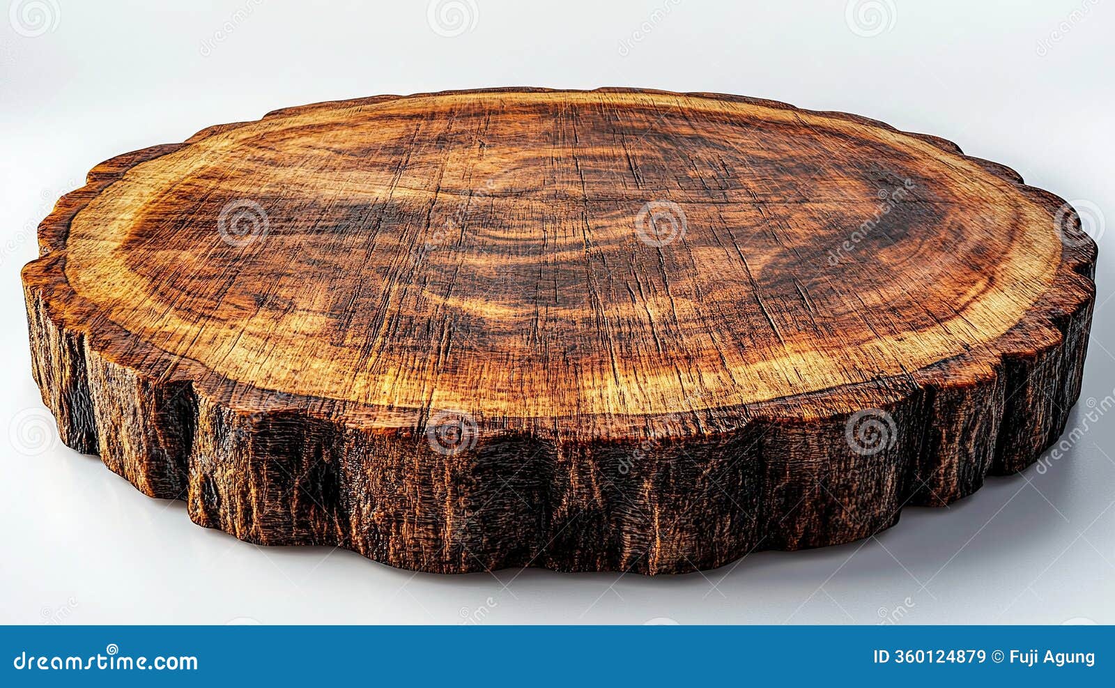 Rustic Wood Slice, Studio Shot, White Background, Food Display Stock ...