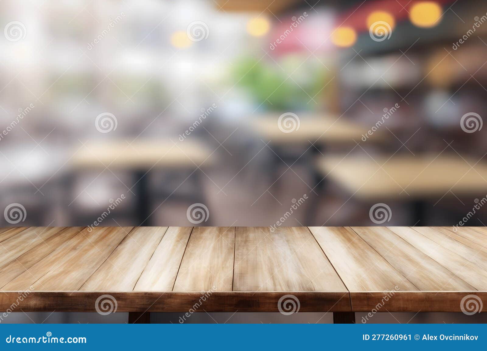 Rustic Wood Table in Cafe Setting for Your Photography Needs. Stock ...