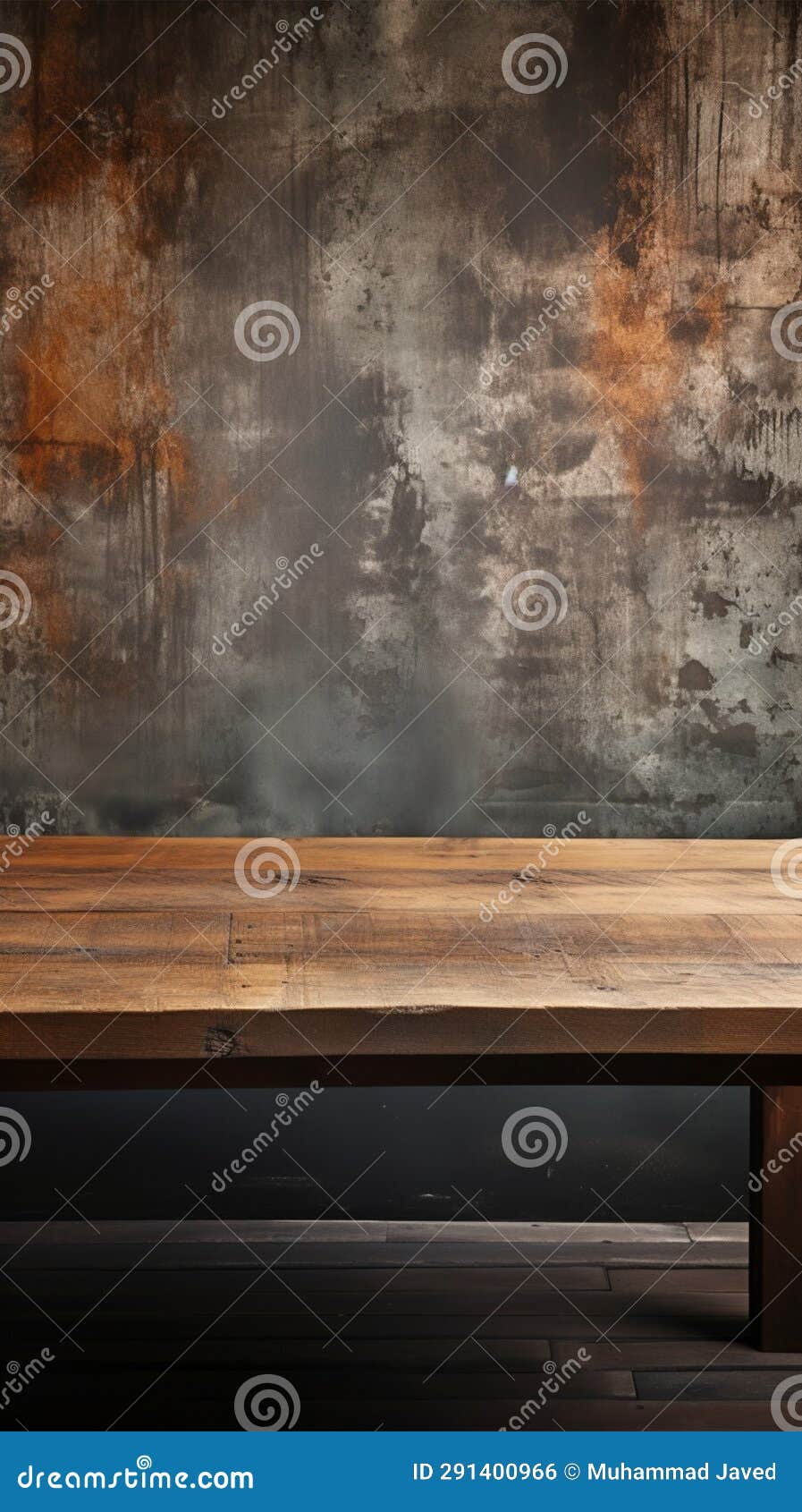Rustic Wood Table Surface Complemented with Grunge Concrete Textured ...
