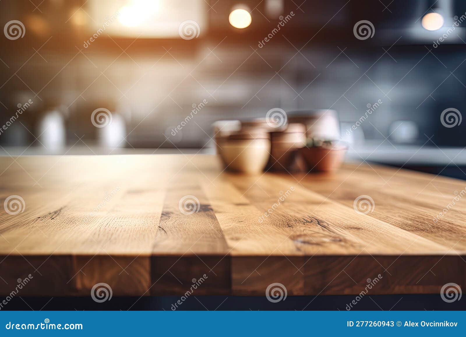 Rustic Wood Tabletop on Kitchen Counter for Product Display. Stock ...