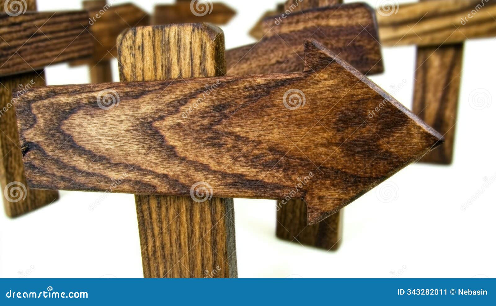 Rustic Wooden Arrow Signs Pointing in Multiple Directions on White ...