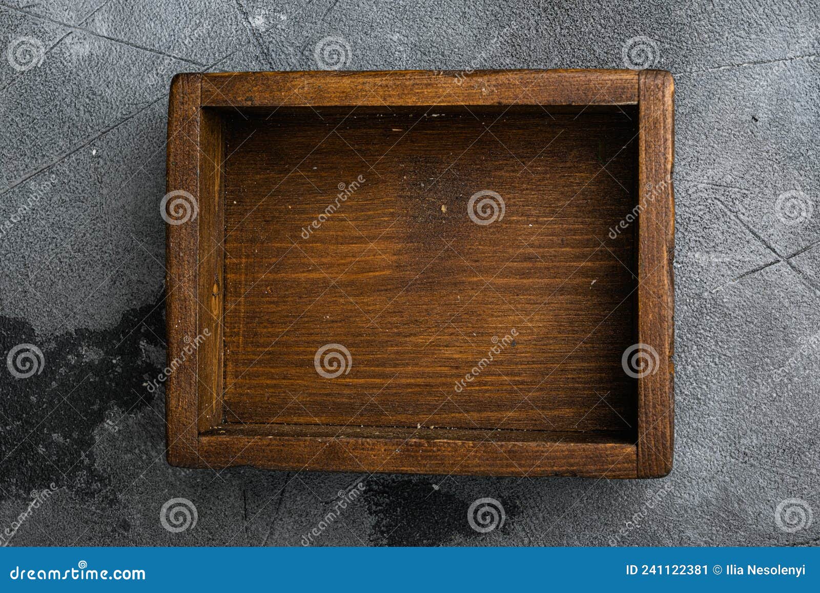 Rustic Wooden Box or Container with Copy Space for Text or Food, Top ...