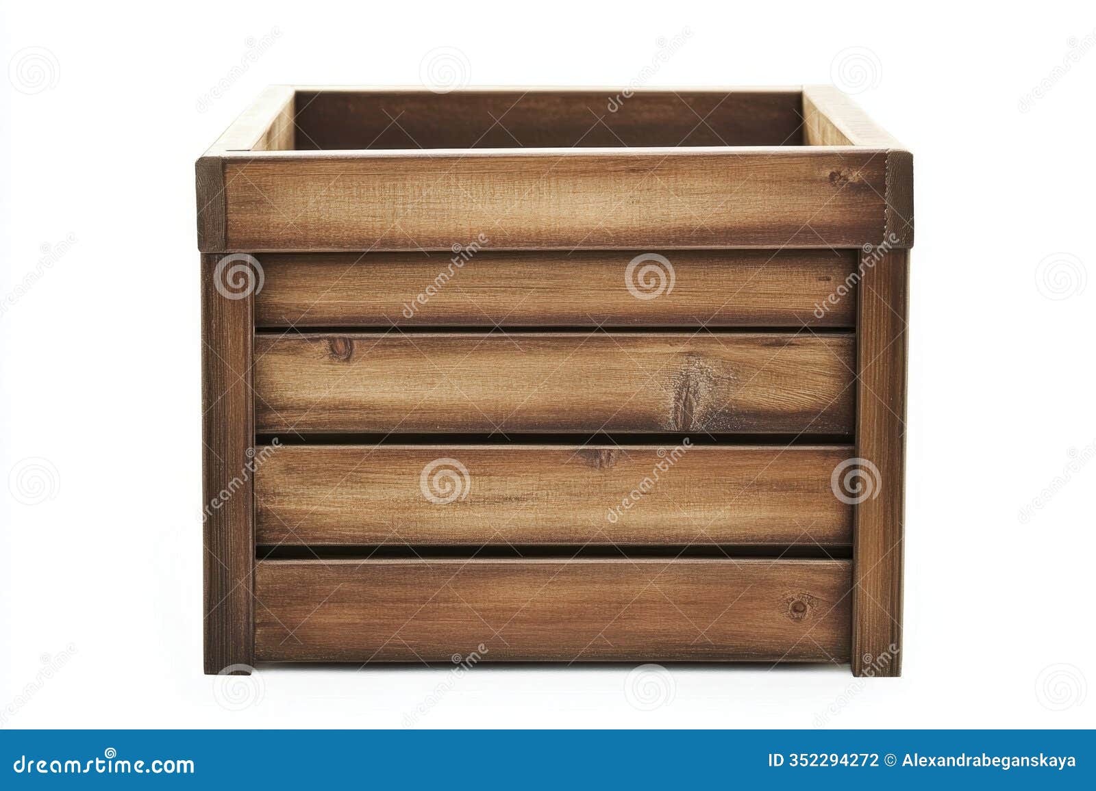 Rustic Wooden Box with Natural Grain Texture on White Background Stock ...