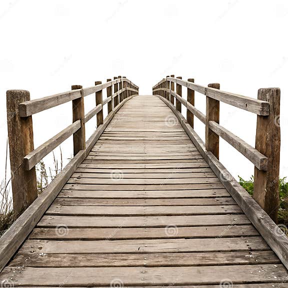 Rustic Wooden Bridge Isolated on White Background Stock Illustration ...