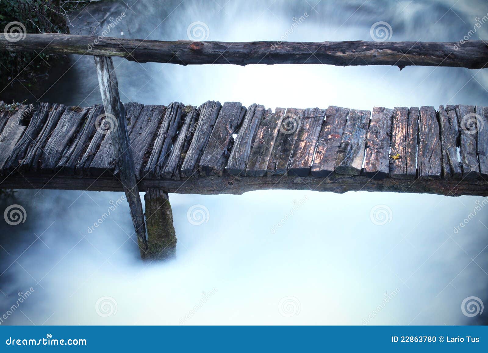 Rustic Wooden Bridge on the River Stock Photo - Image of rough, brook ...