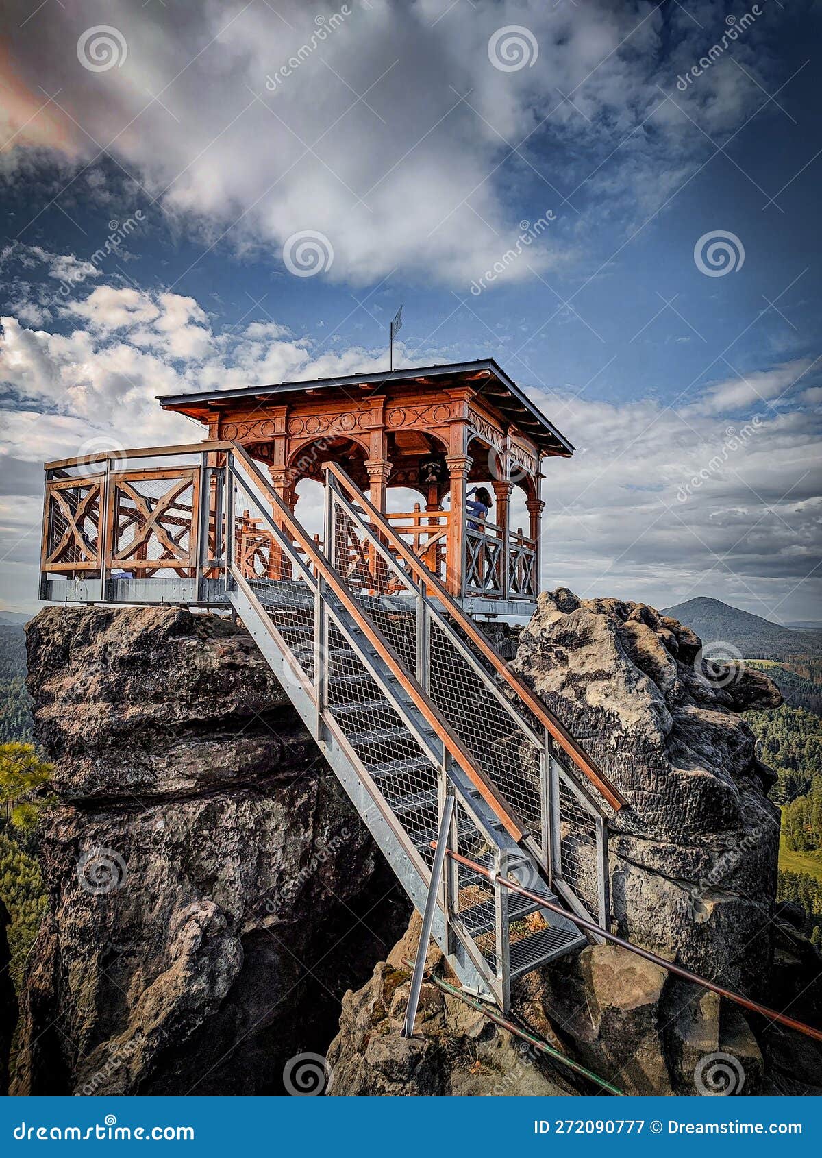 Rustic, Wooden Cabin Atop a Large Rock Formation Stock Image - Image of ...