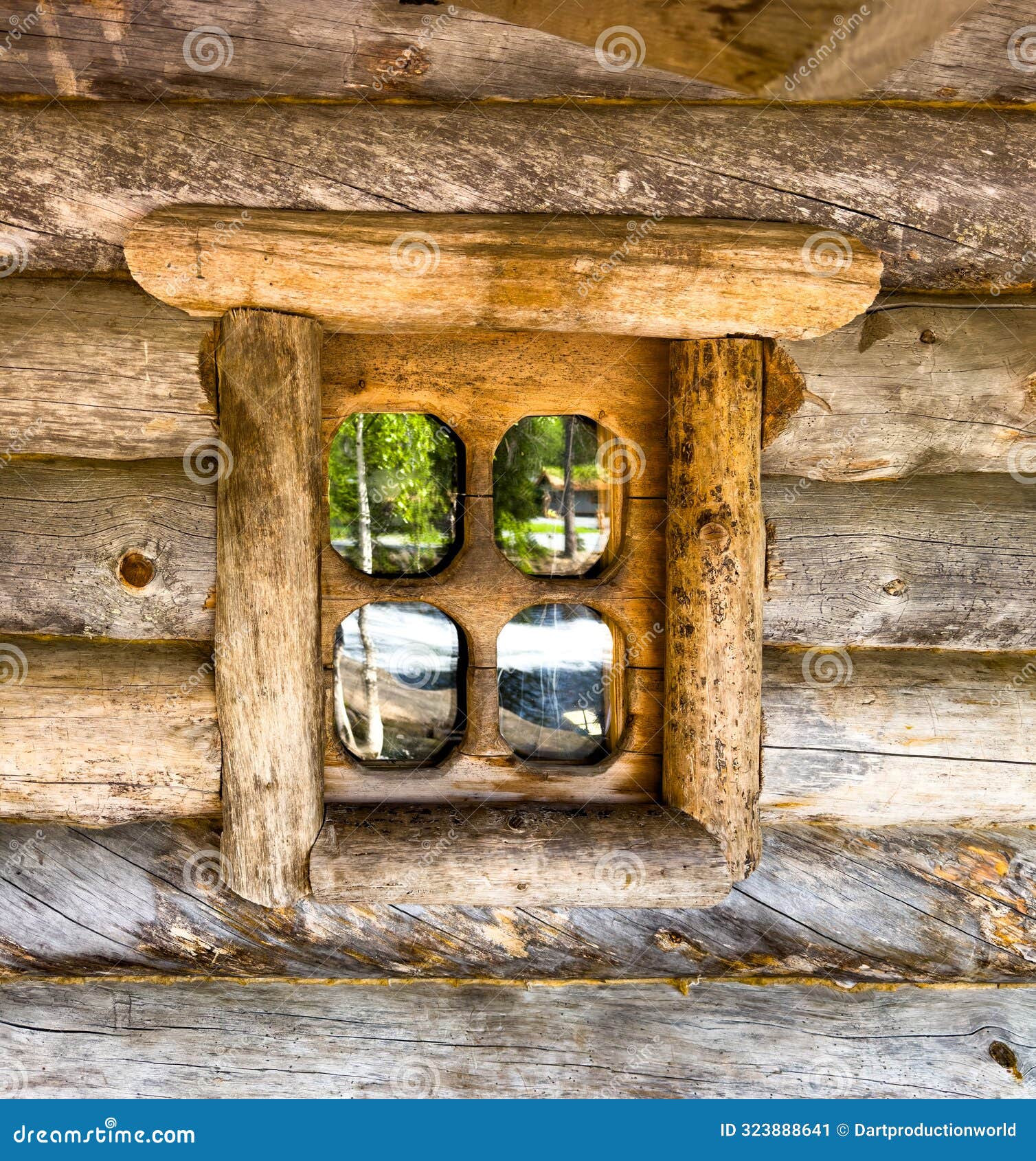 Rustic Wooden Cabin Window stock image. Image of architecture - 323888641