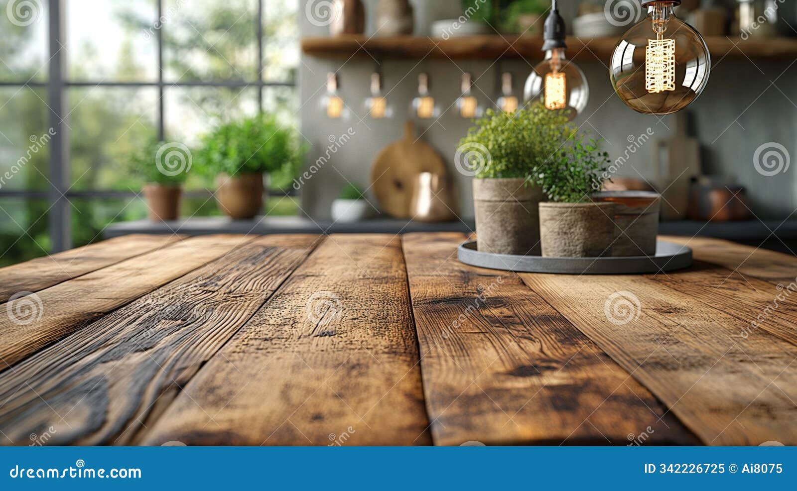 Rustic Wooden Countertop in Kitchen Banner Background Copy Space, Ai ...