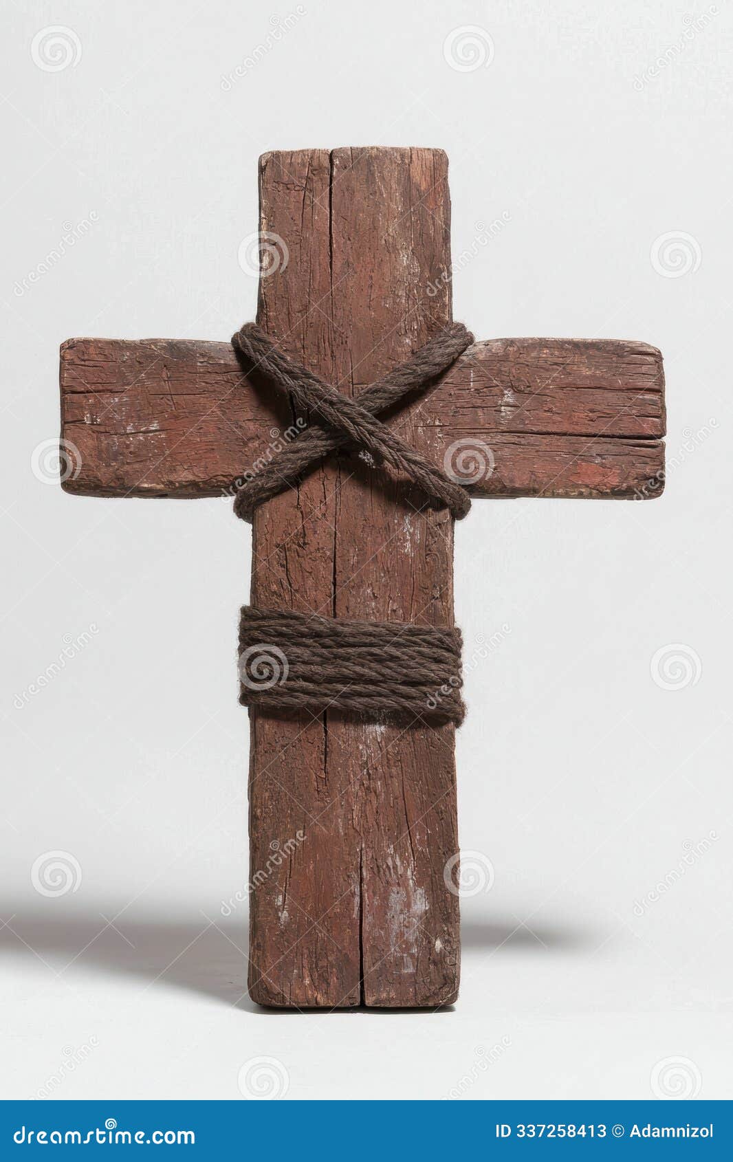 Rustic Wooden Cross with Rope Stock Illustration - Illustration of ...