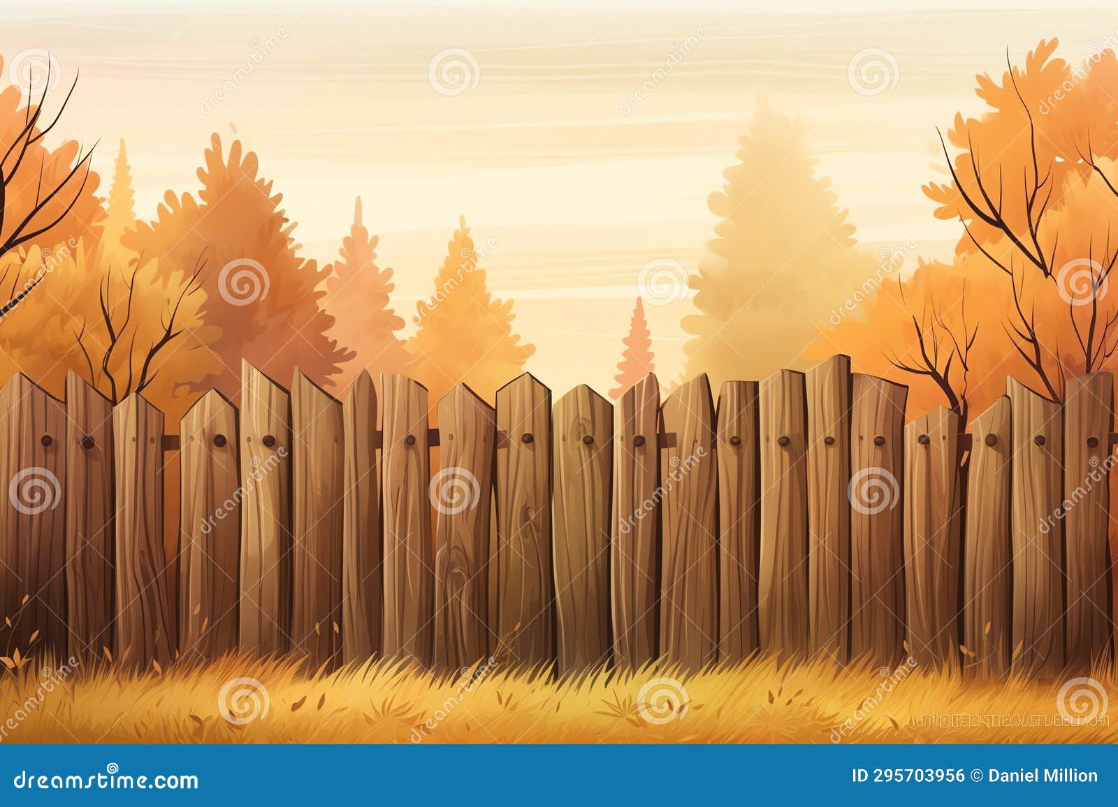 Rustic Wooden Fence Vector Fall Background Stock Illustration ...