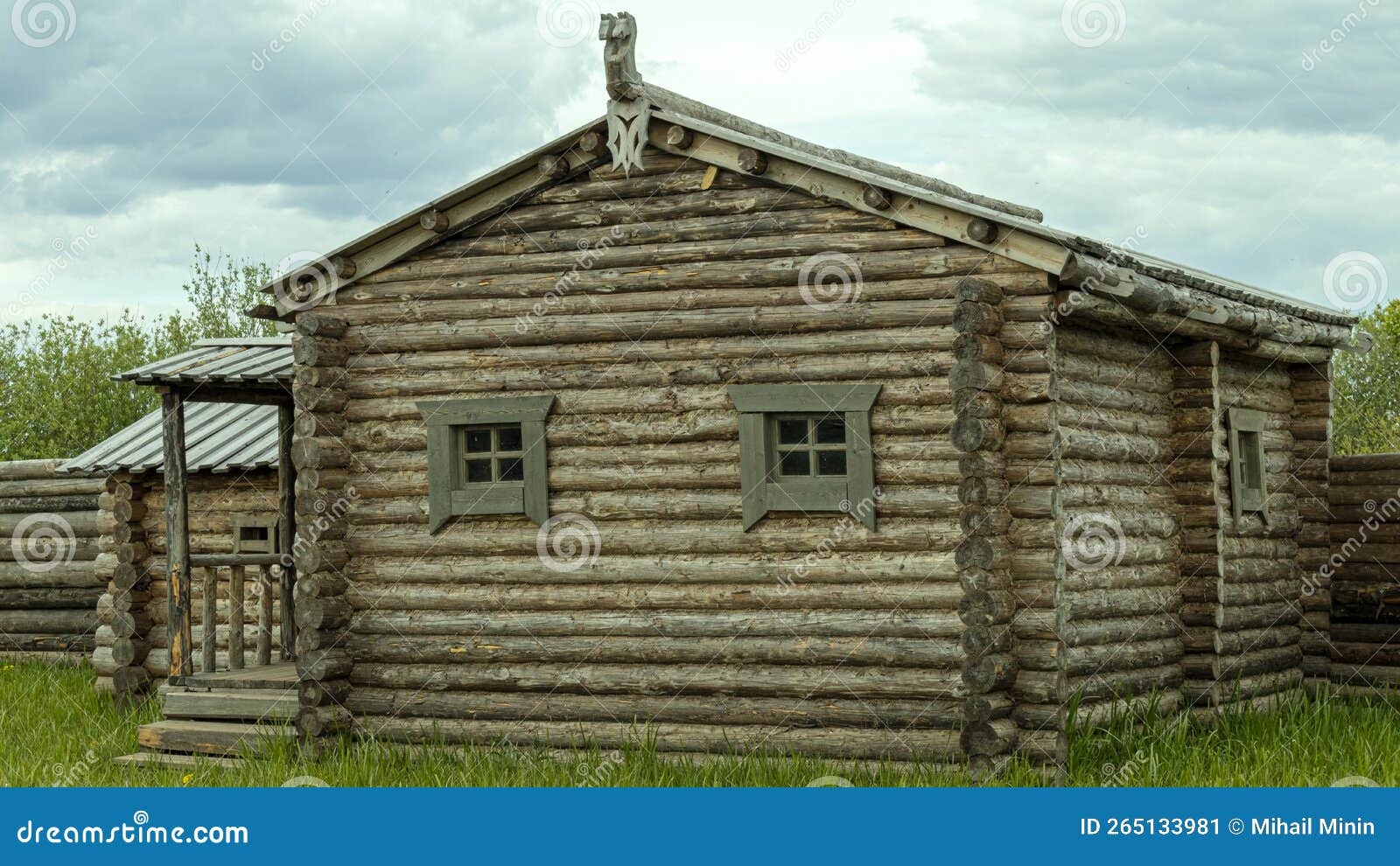 Rustic Wooden Huts Made of Logs Stock Image - Image of decoration, door ...