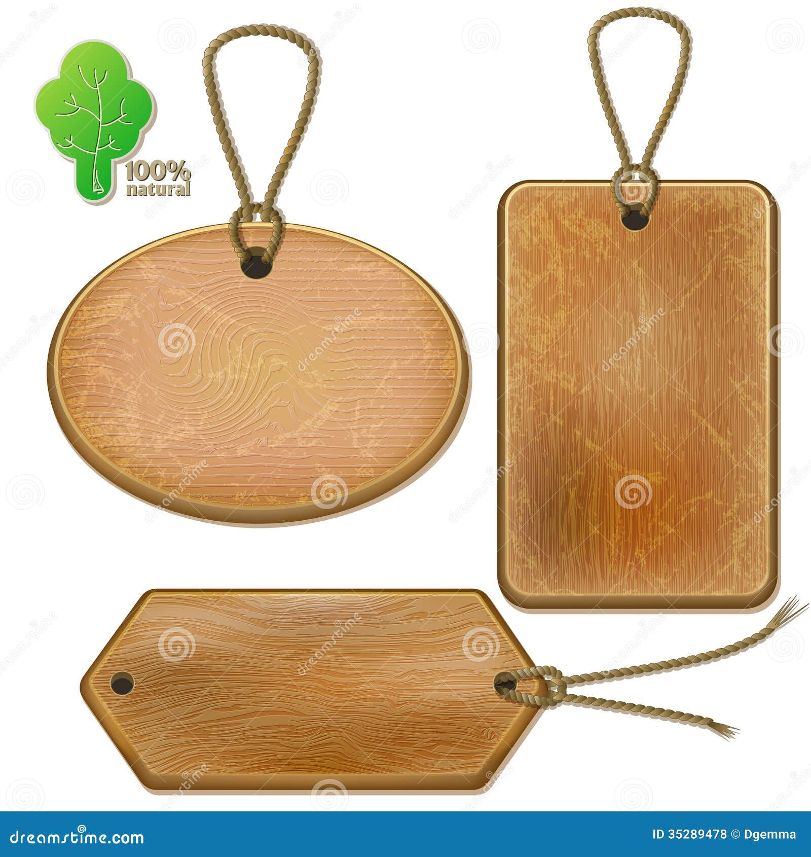 Rustic Wooden Labels on Ropes Stock Vector - Illustration of grunge ...