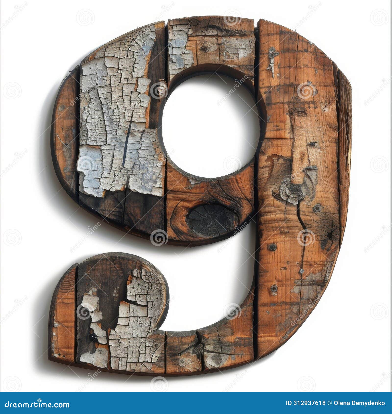 Rustic Wooden Number Nine for Design Projects and Presentations on ...