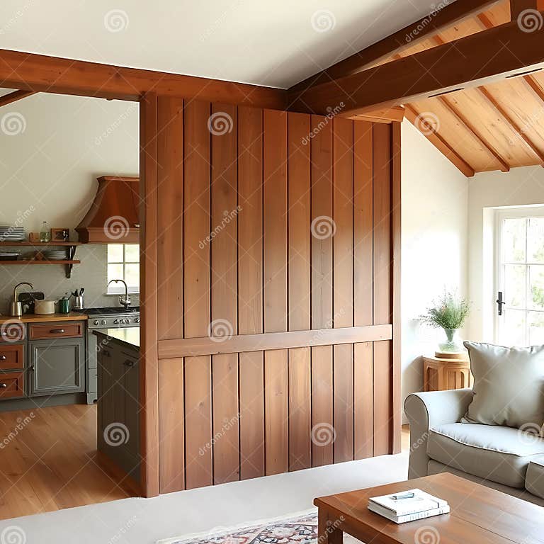 A Rustic Wooden Partition Screen in a Country Cottage Separating a ...