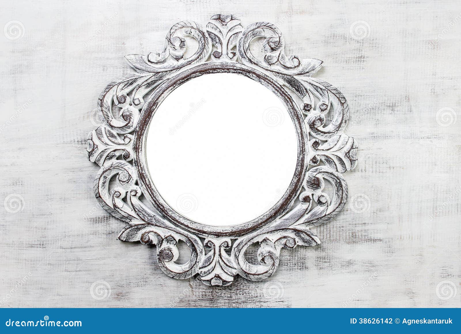 Rustic Wooden Round Frame On Grey Background Stock Photo - Image of ...